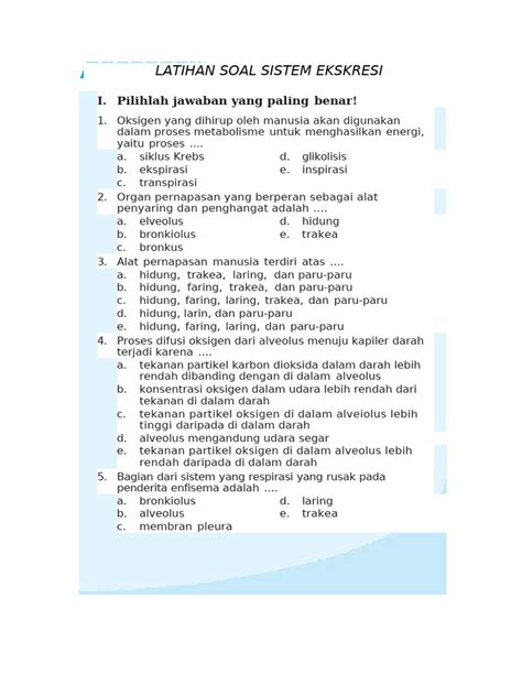 LATIHAN SOAL SISTEM EKSKRESI | PDF