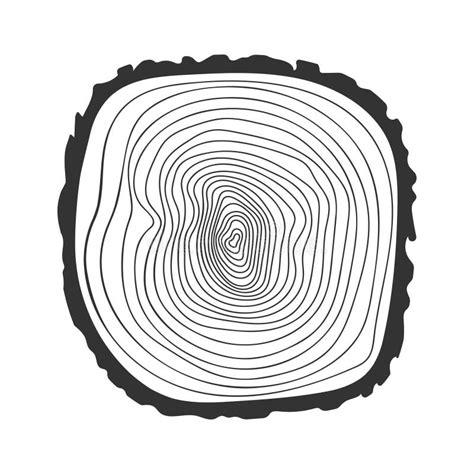 Tree Growth Ring Icon In Doodle Style Trunk Cross Section To Determine