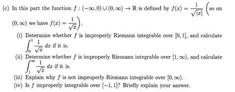 calculus determine whether a function is improperly riemann