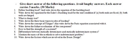 Solved Give Short Answ Er Of The Following Questions