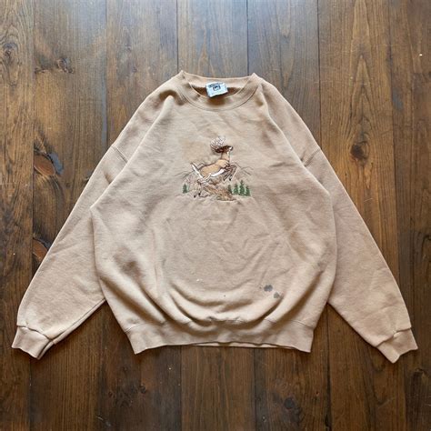 Vintage 1990s Deer Embroidered Wildlife Nature Crewneck Sweatshirt