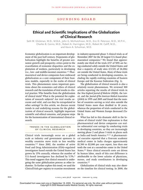 Pdf Ethical Implications Of The Globalization Of Clinical Research