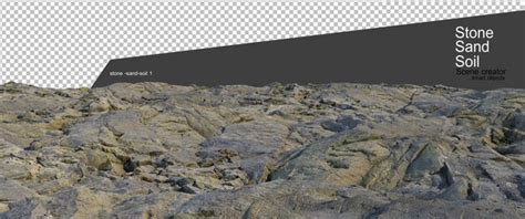 여러 형태의 바위와 모래 땅 프리미엄 Psd 파일