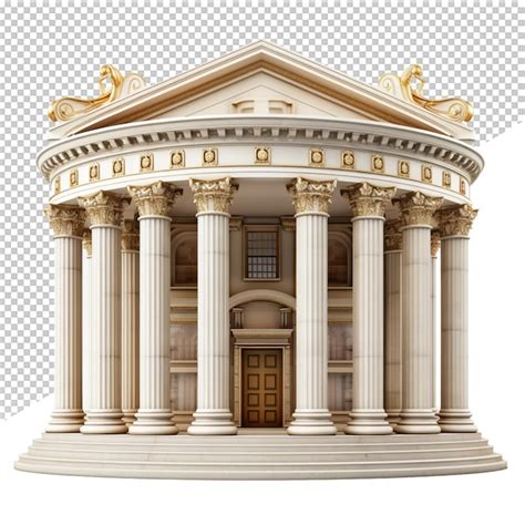 A Model Of A Building With A Large Column On The Front Premium Ai