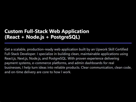 A Custom Full Stack Web Application React Nodejs Postgresql Upwork