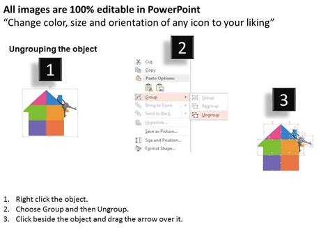 Colorful House Model With Six Boxes And Icons Powerpoint Template