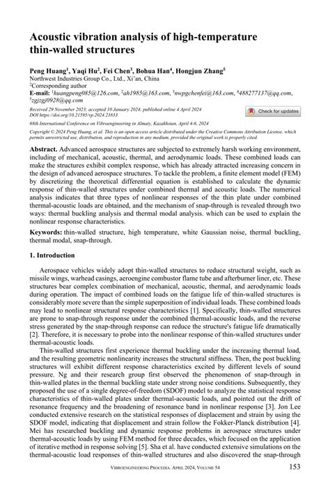 Pdf Acoustic Vibration Analysis Of High Temperature Thin Walled
