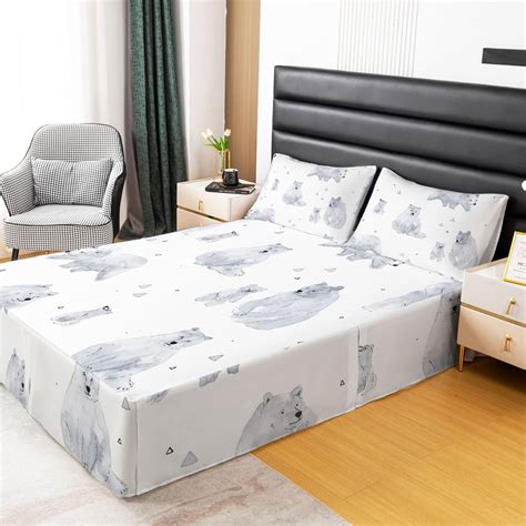 Feelyou Sábana De Oso Polar Y Falda De Cama Envolvente Para Niños Y