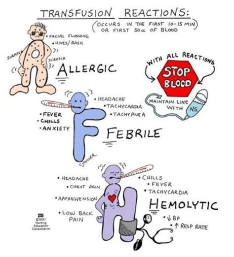 Transfusion Reactions Easy To Remember Picture Diagram From Nclex