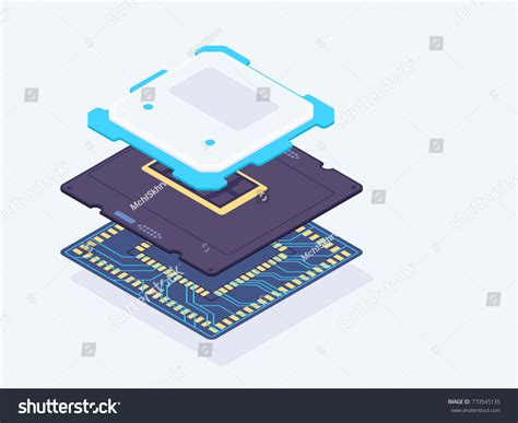 Isometric Computer Processor Processor Layers Cpu Stock Vector Royalty
