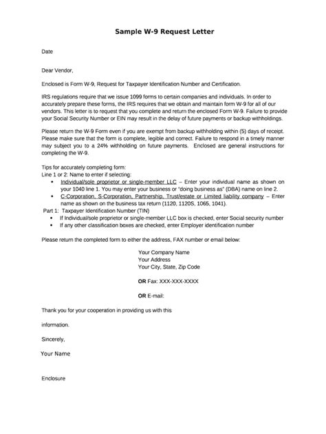 W 9 Request Letter Template W 9 Request Letter Template
