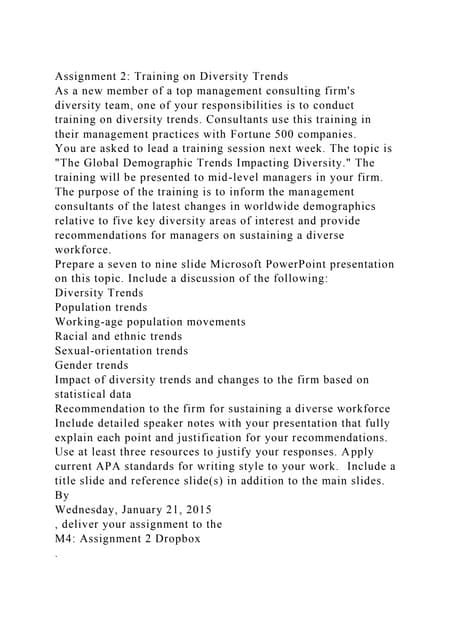 Assignment 2 Training On Diversity Trendsas A New Member Of A Topdocx