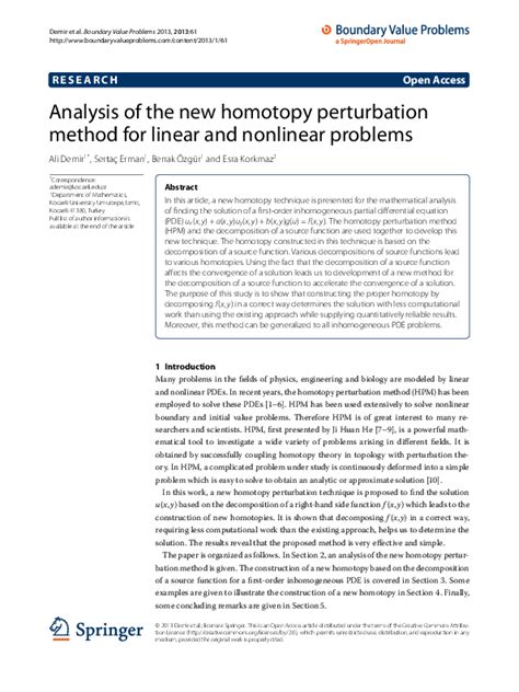 Pdf Analysis Of The New Homotopy Perturbation Method For Linear And Nonlinear Problems