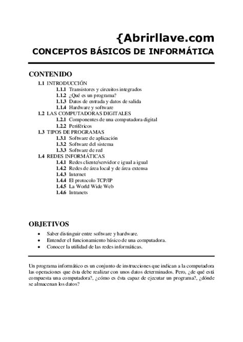 Pdf Apuntes De Conceptos Básicos De Informática