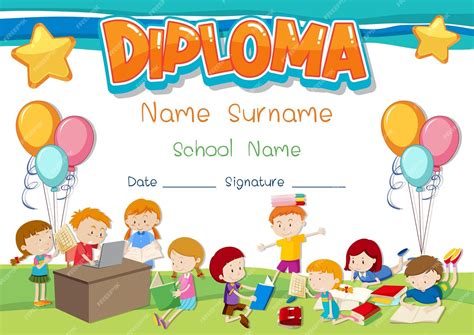 Шаблон диплома или сертификата для школьников | Бесплатно векторы