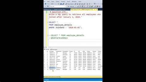 Sql Interview Question 279 Shorts Ytshorts Youtubeshorts Sql
