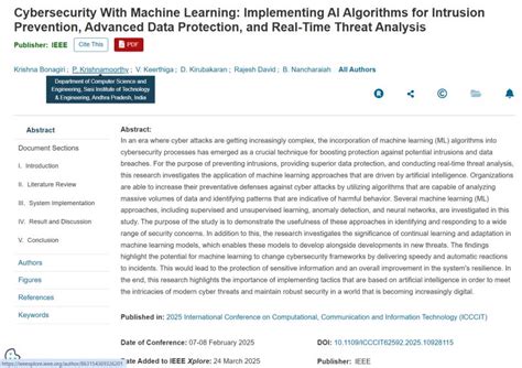 Cybersecurity And Machine Learning New Research P Krishnamoorthy Posted On The Topic Linkedin