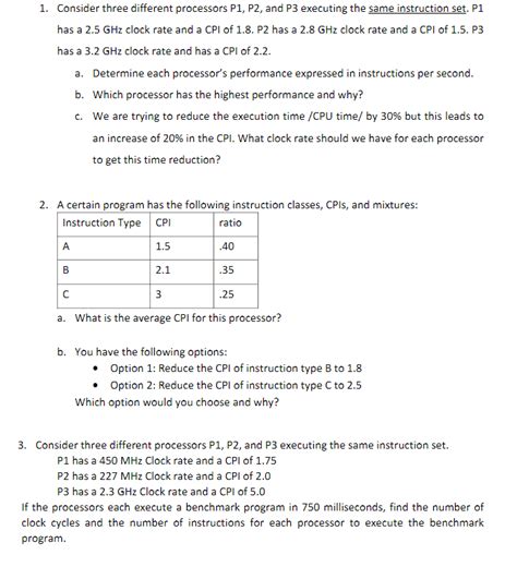 Solved 1 Consider Three Different Processors P1 P2 And P3