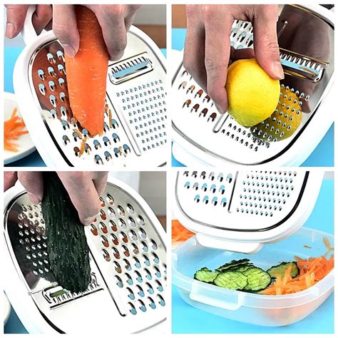 Round Grater With Storage Box Stainless Steel Vegetable Cutter Laptab