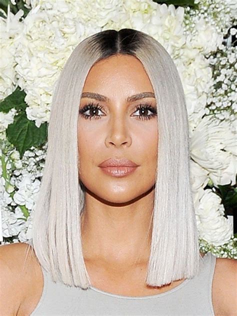 Kim Kardashians Sleek New Lob Is So Icy Blonde It Looks Lavender