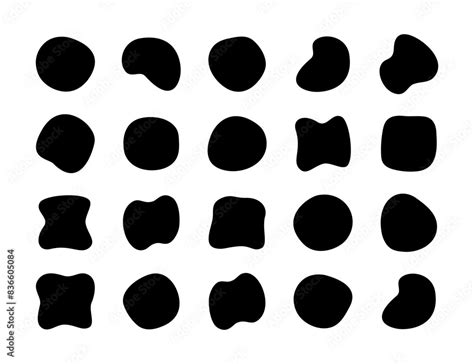 Liquid Blob Shapes Vector Organic Random Forms Black Fluid Silhouette Simple Smooth Ink Stain