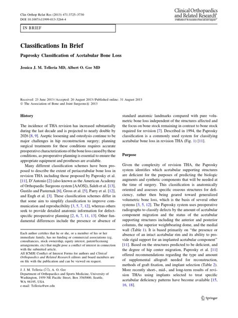 Paprosky Classification Of Acetabular Bone Loss Pdf Hip