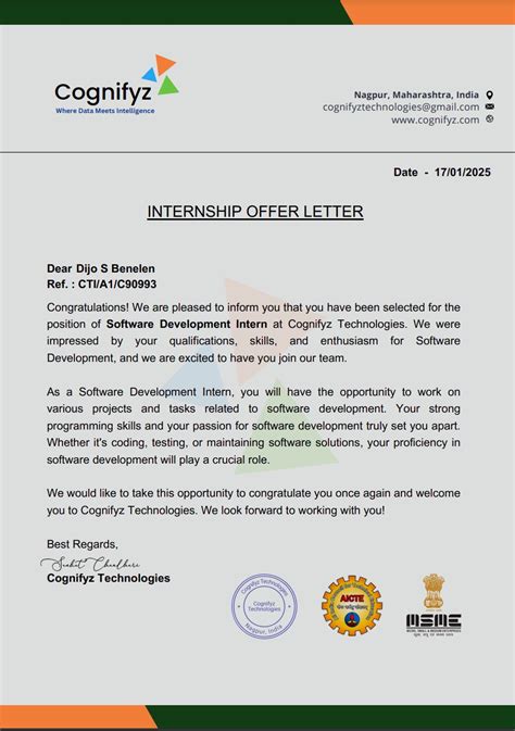 Internship Cognifyz Cognifyztech Cognifyztechnologies Dijo Benelen