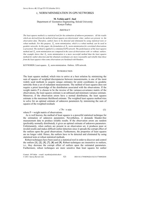 PDF L Norm Minimization In GPS Networks