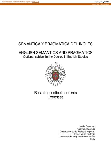 Pdf English Semantics And Pragmatics