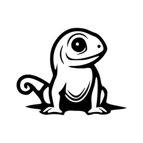 Premium Vector Cute Lizard Black Outlines Vector Illustration