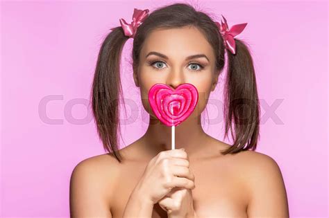 Gitl With Two Ponytails Stock Image Colourbox