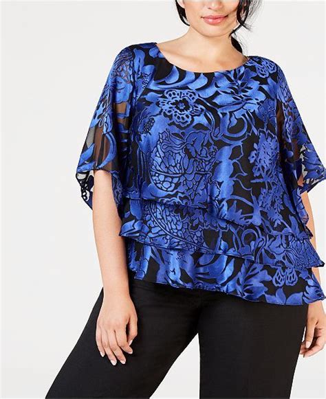 Alex Evenings Plus Size Printed Tiered Top Macys Tops Evening