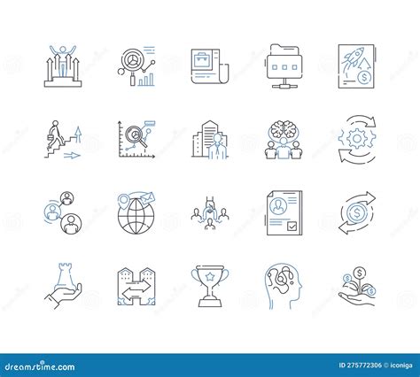 Economic Evolution Line Icons Collection Progress Advancement Innovation Modernization