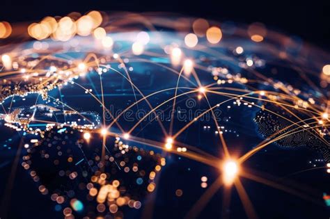 Digital Data Network Node Conveying Global Abstract Illustration Of A Scientific Technology Data