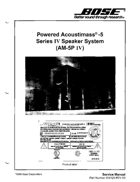 Bose Acoustimass 5 Series Iv Am 5p Iv Service Manual Download