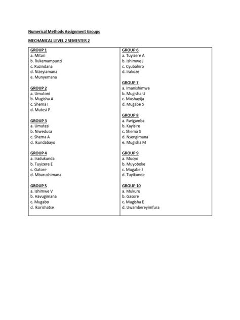 numerical methods assignment groups pdf