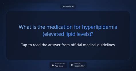 What Is The Medication For Hyperlipidemia Elevated Lipid Levels