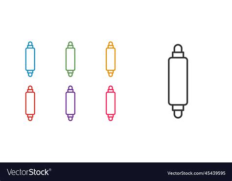 Set Line Rolling Pin Icon Isolated On White Vector Image