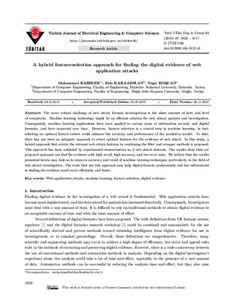 Pdf Hybrid Feature Selection For Web Attack Forensics