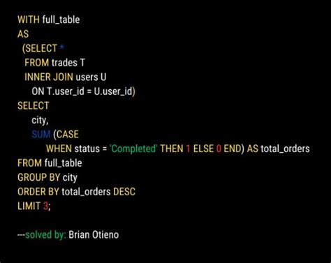 Brian Otieno On Linkedin Solving Robinhood Sql Interview Question