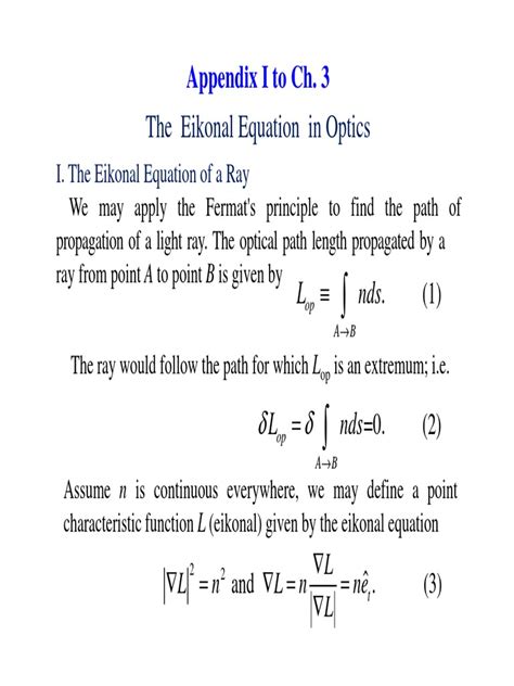 Appendix I C3 The Eikonal Equation Pdf Calculus Of Variations Optics