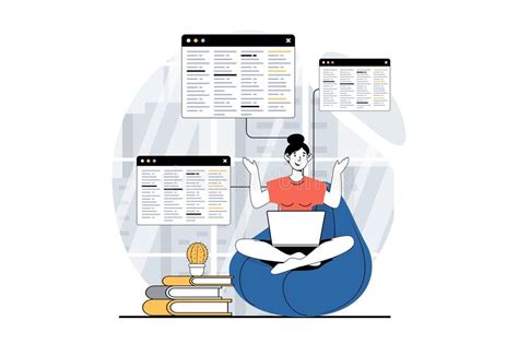 Software Development Concept With People Scene In Flat Design For Web Stock Vector