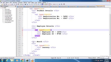 Html Exercises 4 Nested Lists