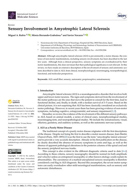 Pdf Sensory Involvement In Amyotrophic Lateral Sclerosis