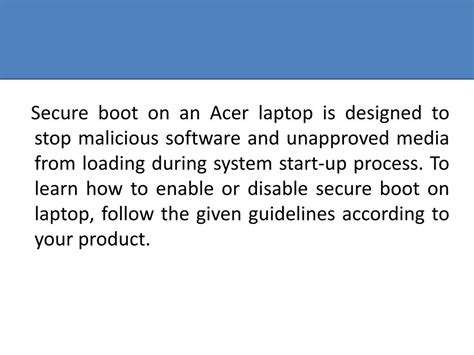 Ppt Acer Support Helps You In Enabling Or Disabling The Secure Boot