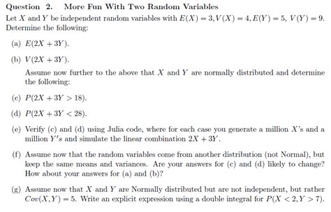 Solved Question More Fun With Two Random Variables Let X Chegg