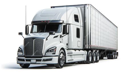 Premium Photo Big White Truck With Trailer On White Background