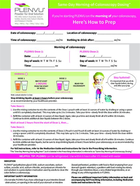 Fillable Online Same Day Morning Of Colonoscopy Dosing Sheet Fax Email