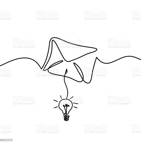 흰색 배경에 선 그리기로 전구가 있는 추상 종이 봉투 개념에 대한 스톡 벡터 아트 및 기타 이미지 개념 낙서 드로잉 로고 Istock