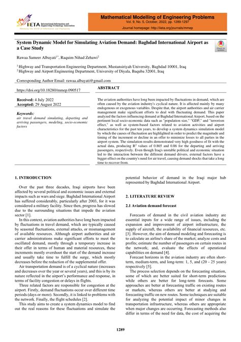 pdf system dynamic model for simulating aviation demand baghdad